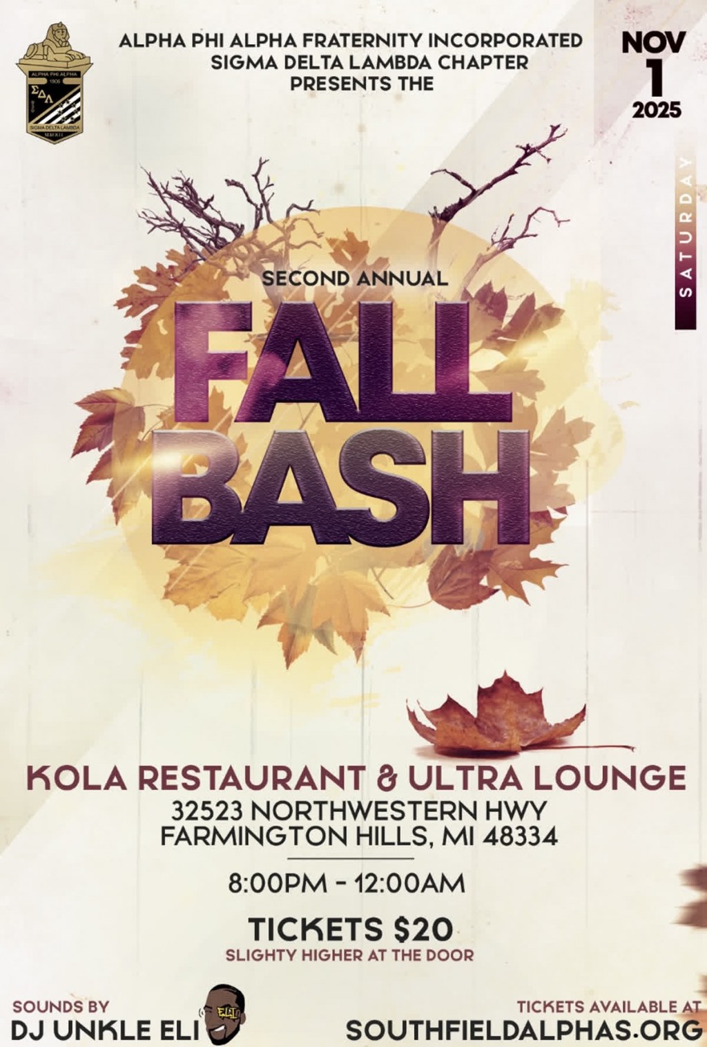 Alpha Phi Alpha Fraternity Inc. Sigma Delta Lambda Chapter Fall Bash – Detroit Alphas