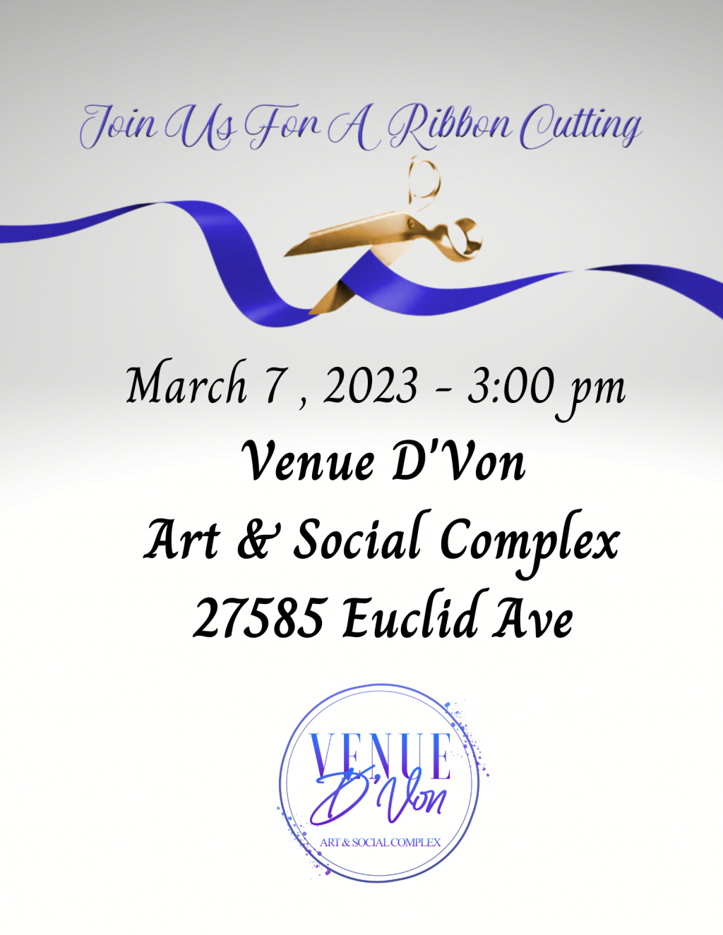 Image for Ribbon Cutting Venue D'Von Art & Social Complex