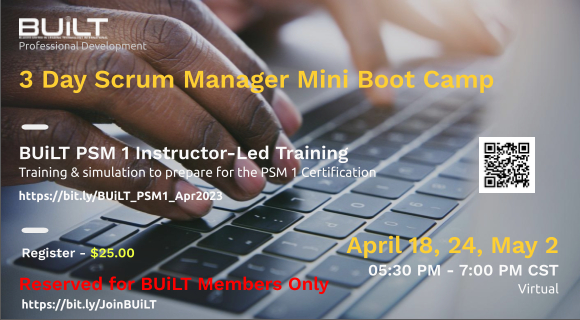 Image for 3-Day Instructor-Led Professional Scrum Manager PSM 1 Mini ...