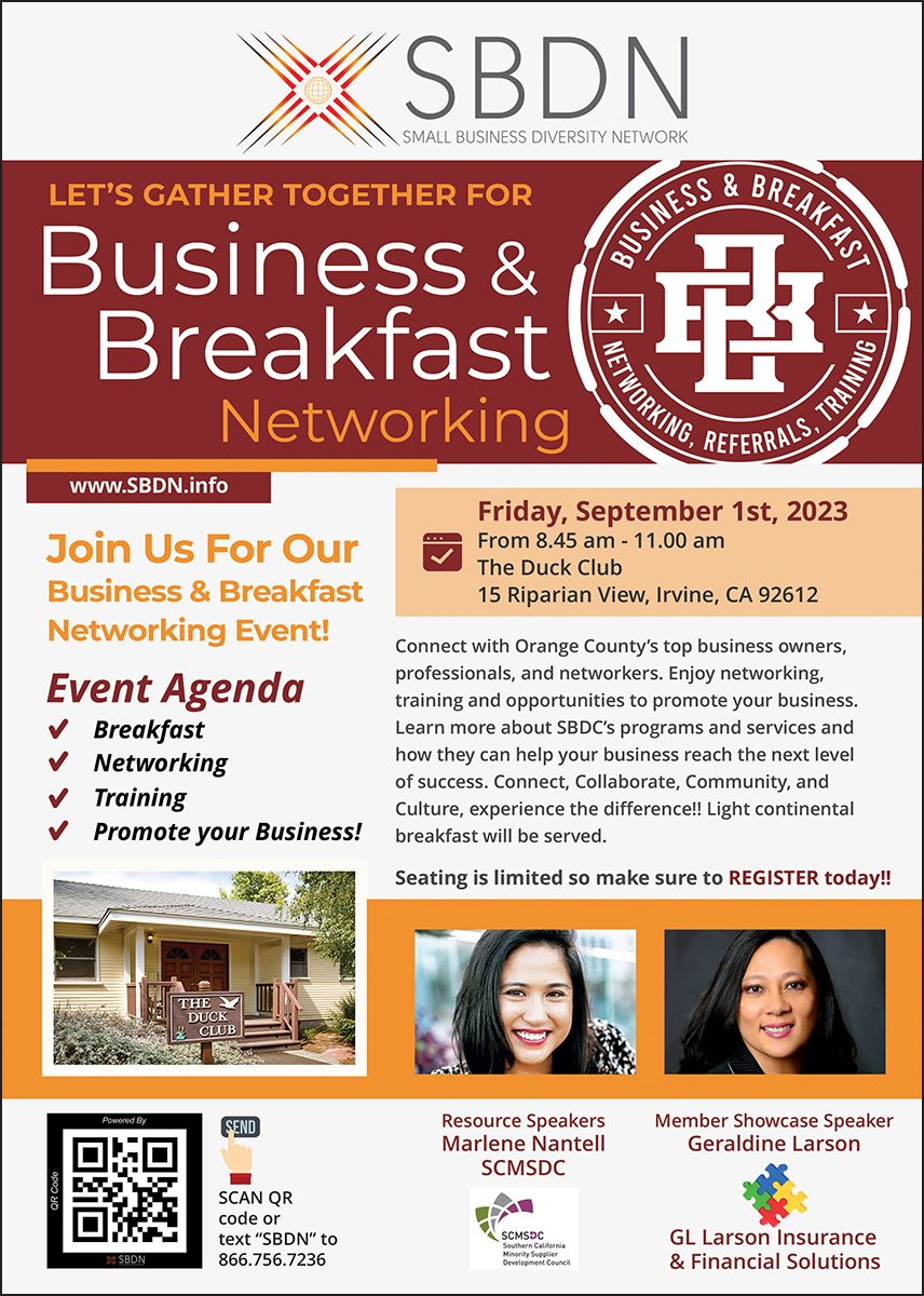 September 1st Business & Breakfast Networking event!