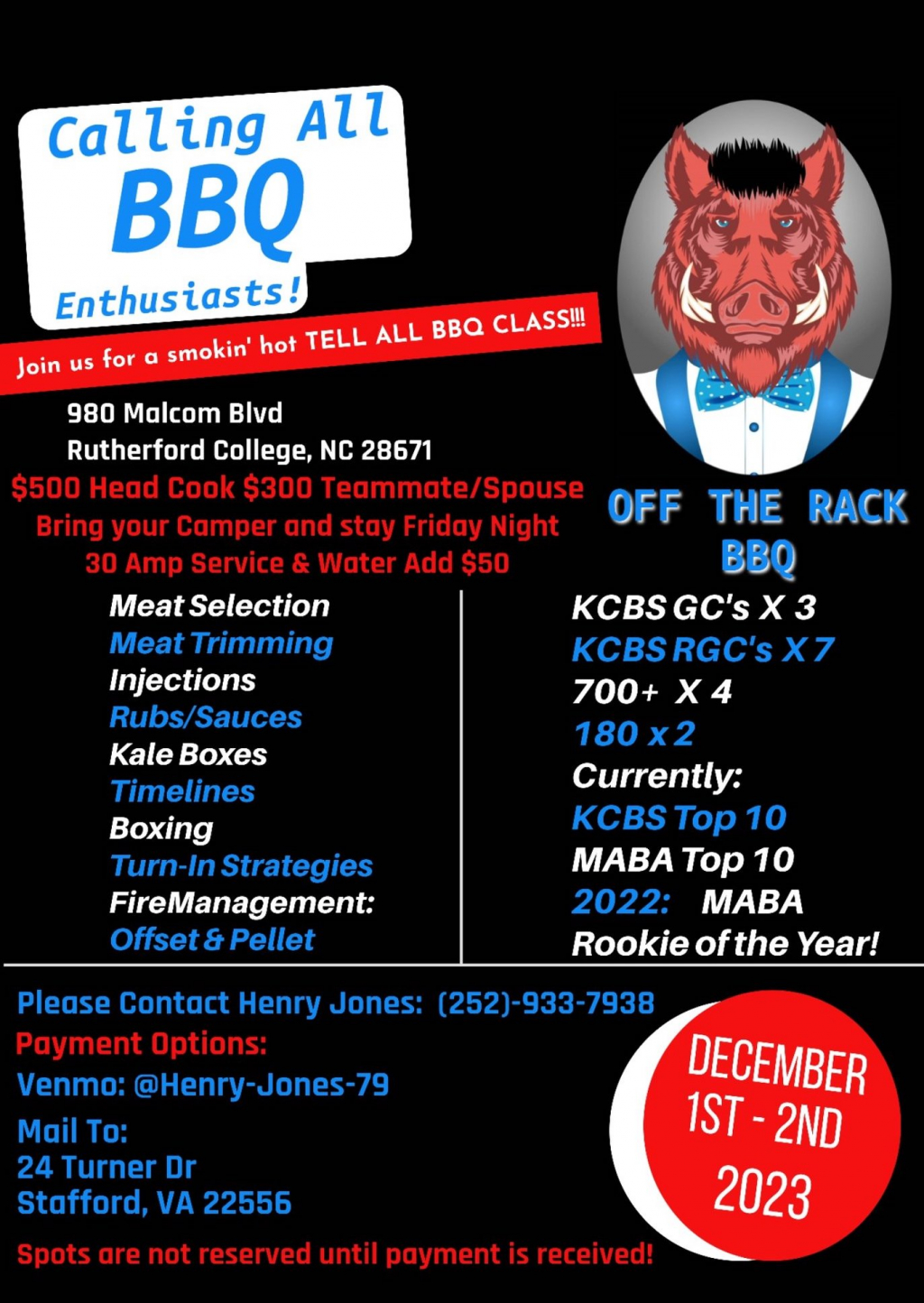 Off The Rack BBQ Competition Cook TeamTell All BBQ ClassMid Atlantic ...
