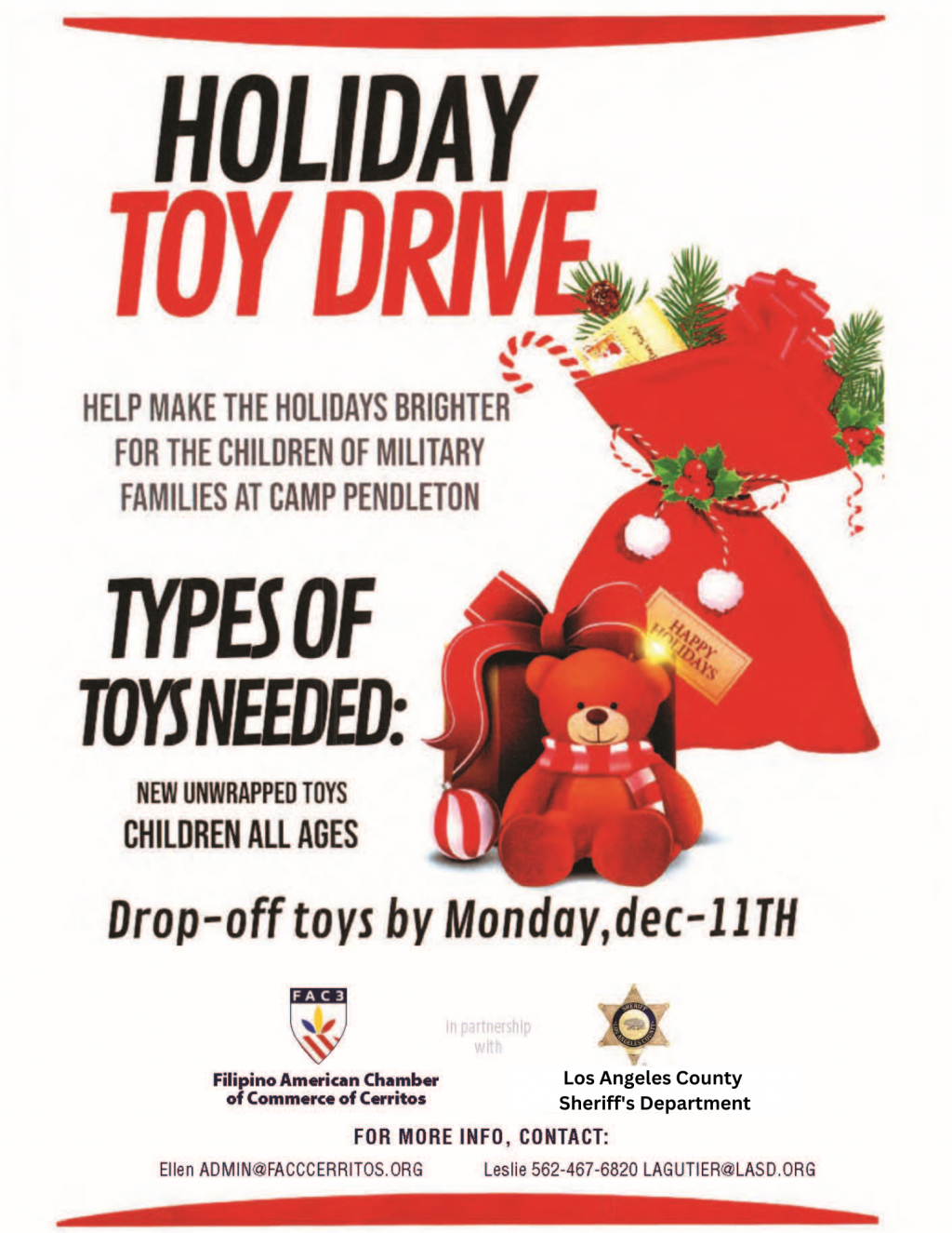 Holiday Toy Drive for Military Families with LASD Cerritos Sheriff's ...