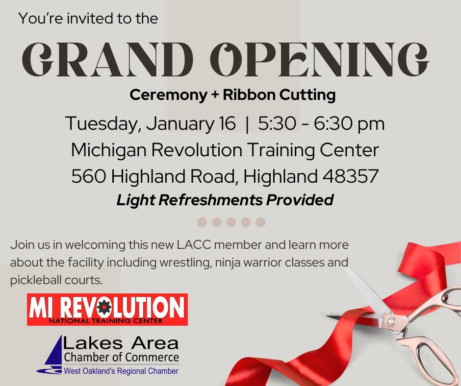 Image for Ribbon Cutting & Grand Opening: Michigan Revolution Training ...