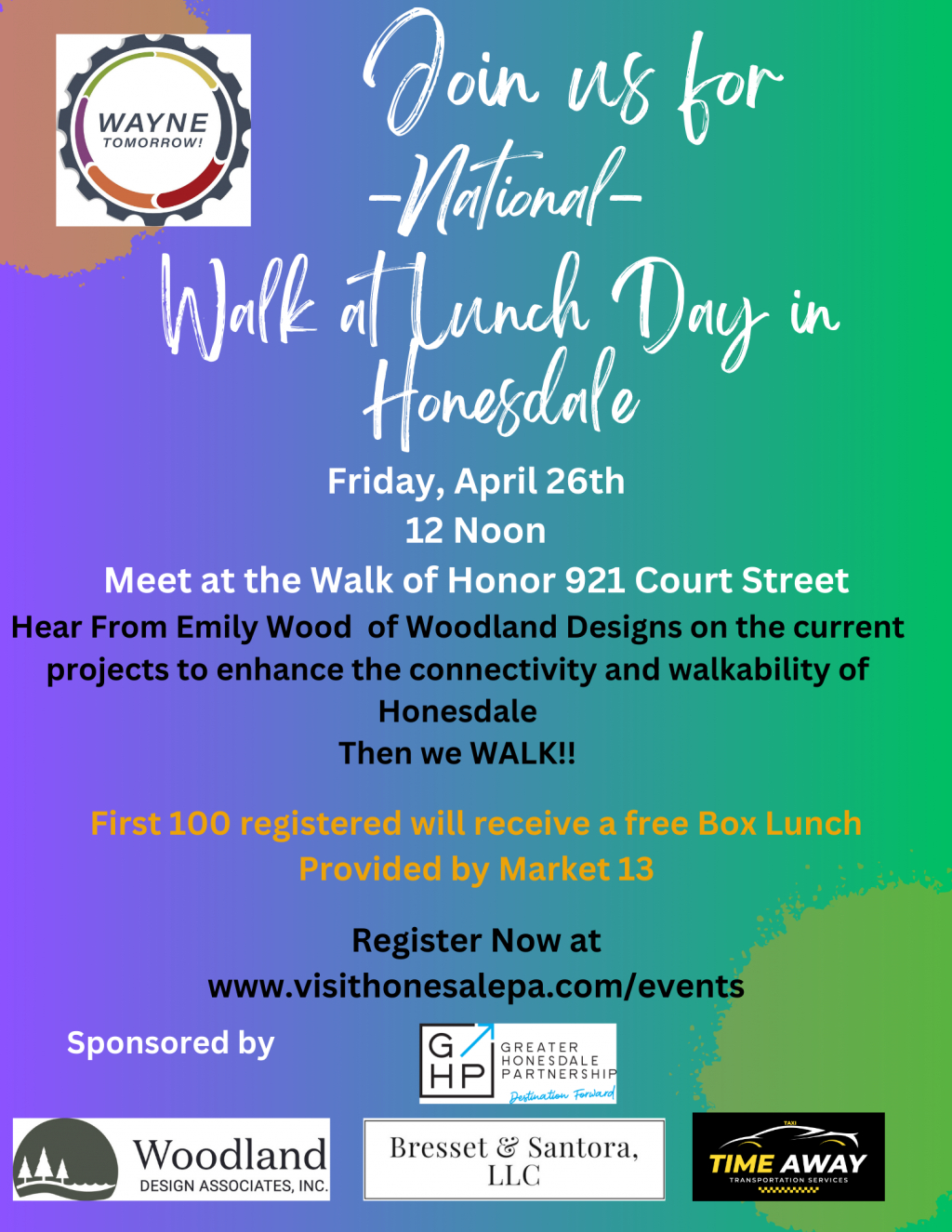 National Take a Walk at Lunch Day!! – Greater Honesdale Partnership