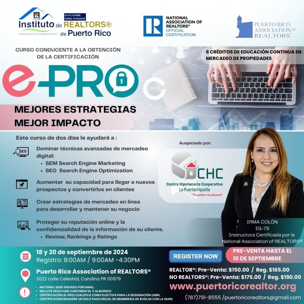 Parte I: Certificación E- PRO – Puerto Rico Association of REALTORS®