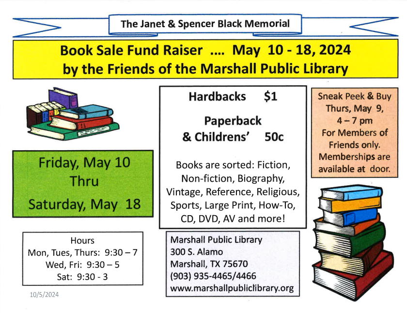 BOOK SALE @ the Marshall Public Library - Greater Marshall Chamber of ...