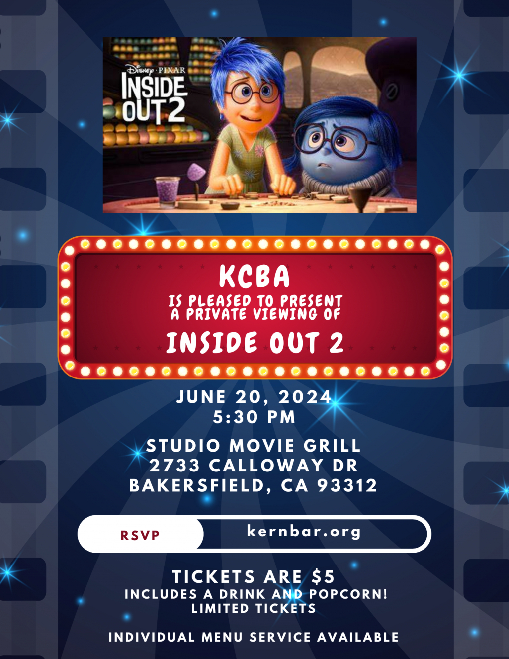 Movie Night Inside Out 2 – Kern County Bar Association