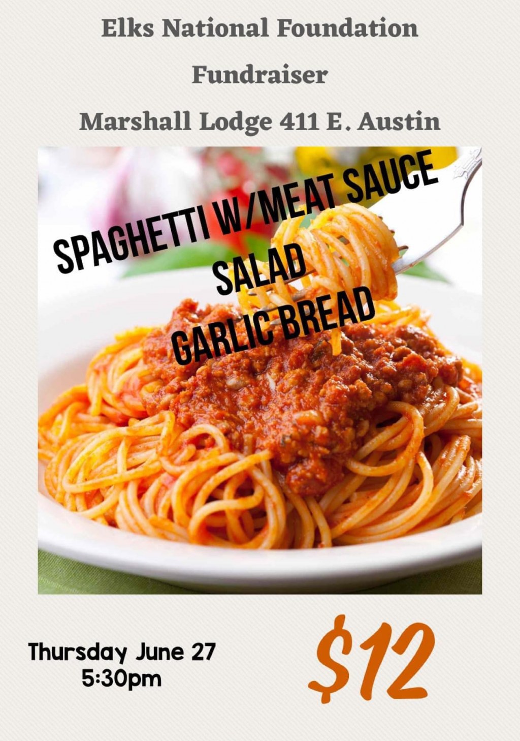 Elks Lodge Spaghetti Fundraiser - Greater Marshall Chamber of Commerce