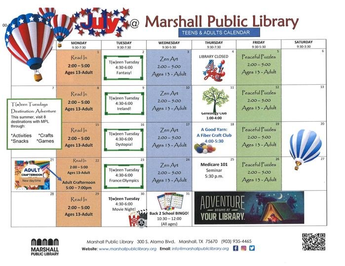 Marshall Public Library Teens/Adults Activities - Greater Marshall ...
