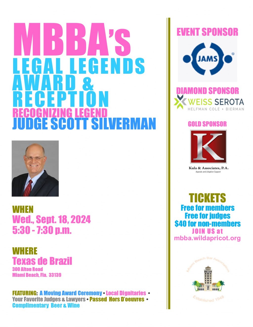Image for Miami Beach Bar Association: Legal Legends Award & Reception