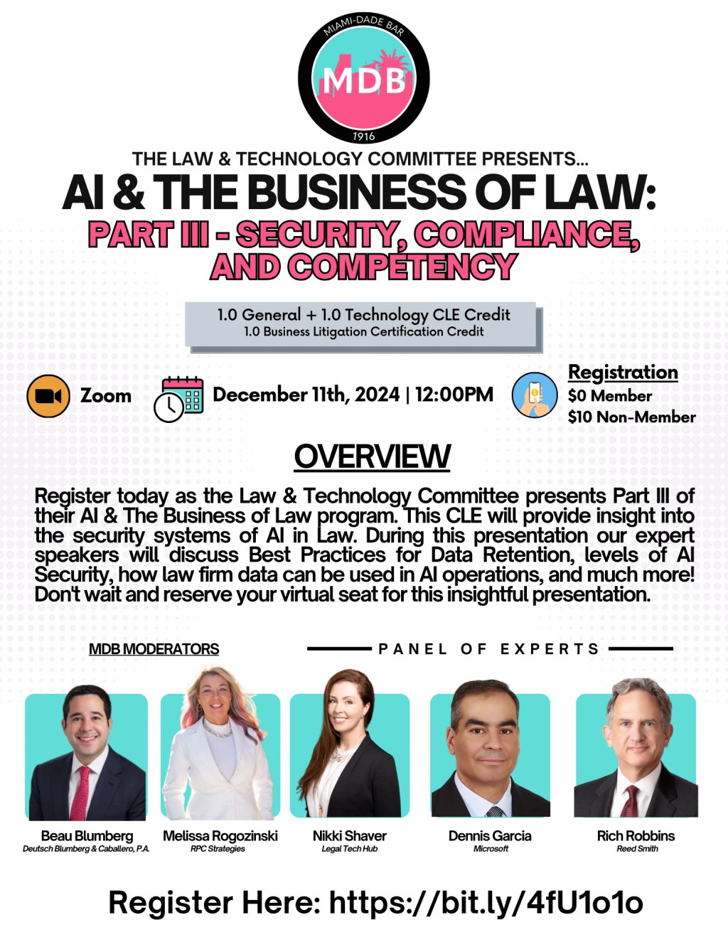 Image for Law & Tech Committee: Part 3: AI & The Business of Law – Security, Compliance, and ...