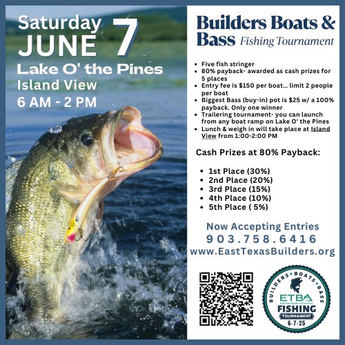 Builders, Boats & Bass Fishing Tournament - East Texas Builders Association