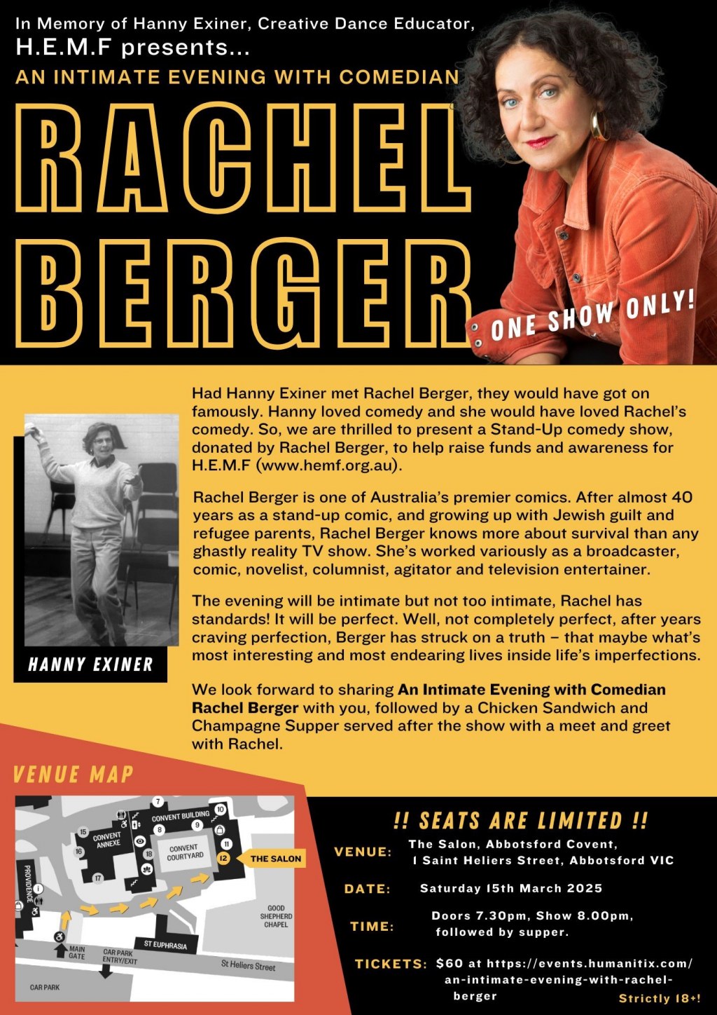 HEMF event – An Intimate Evening with Comedian Rachel Berger – IDTIA
