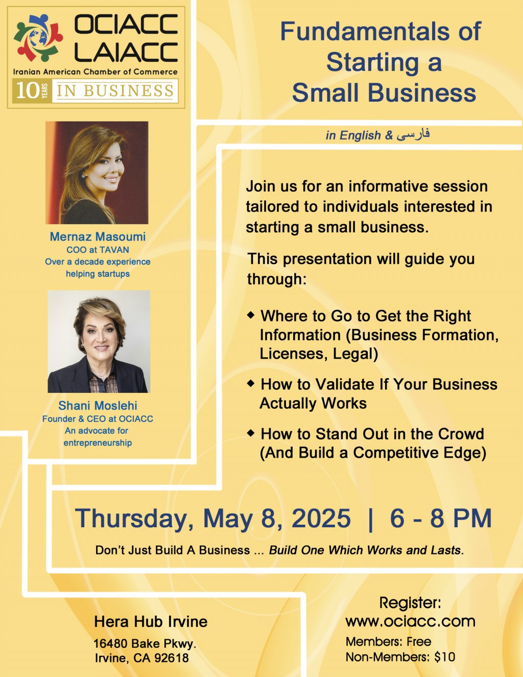 Seminar/Workshop, Fundamentals of Starting a Small Business, Hera Hub Irvine, Thursday, May 8, 6 ...