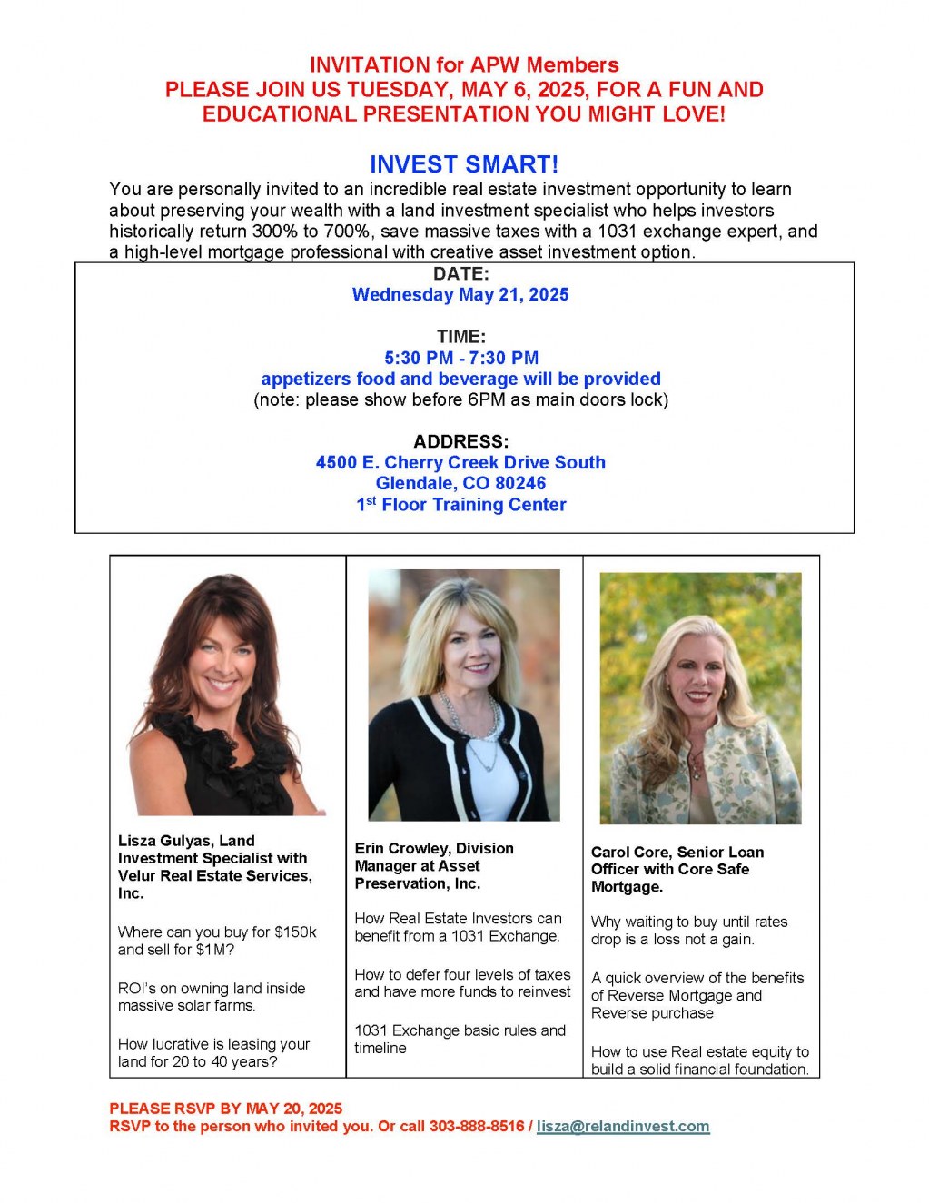 Image for INVEST SMART Invitation for APW Members and your friends