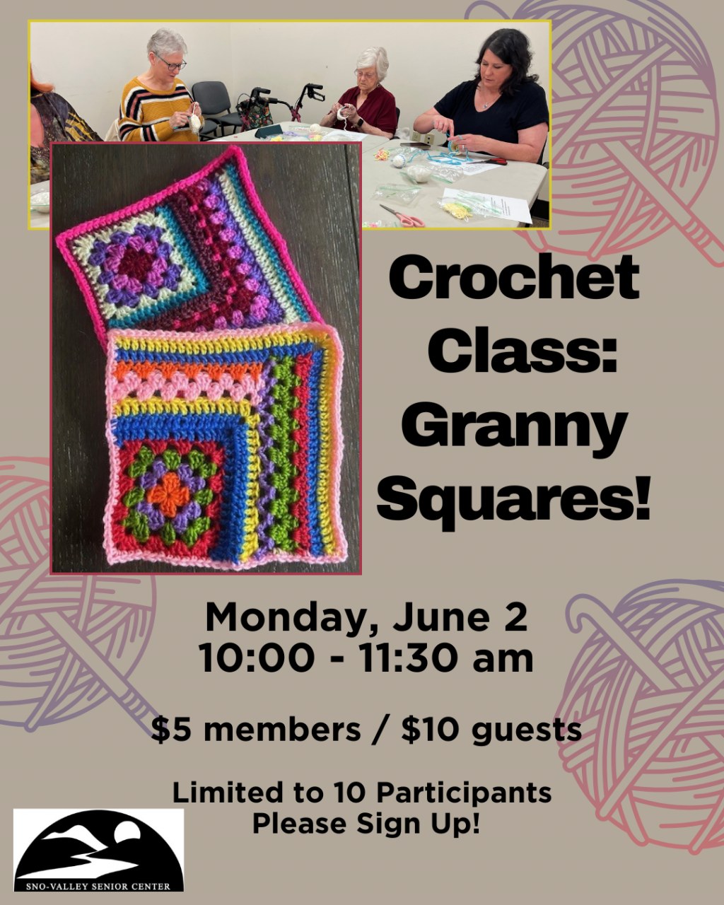 Crochet Class: Granny Squares – Carnation Chamber of Commerce