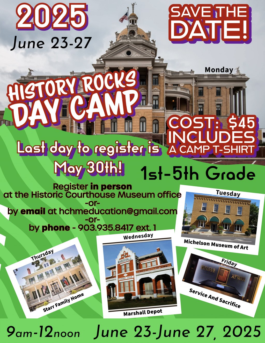 Register Now for History Rocks Day Camp! - Greater Marshall Chamber of ...