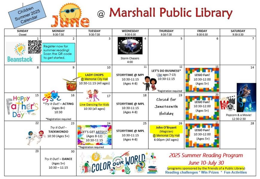Marshall Public Library Summer Activities - Greater Marshall Chamber of ...