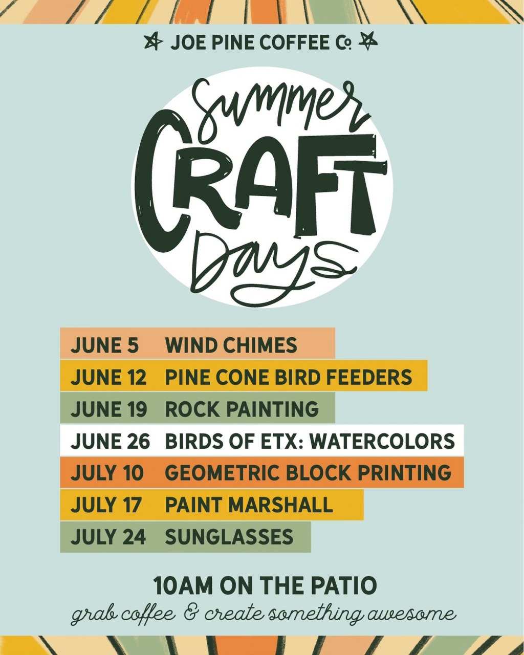 Summer Craft Days at Joe Pine Coffee Co - Greater Marshall Chamber of ...