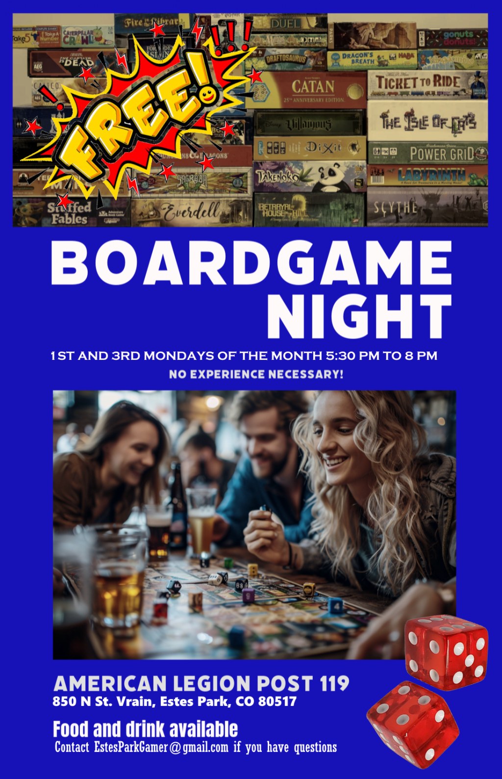 Boardgame night at The Legion – The Estes Park Newcomers Club